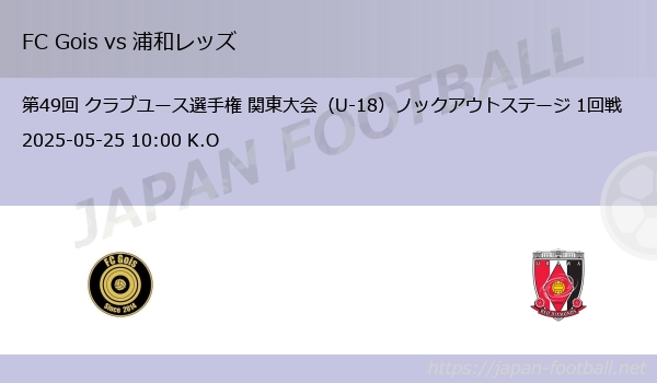 第49回 クラブユース選手権 関東大会（U-18）ノックアウトステージ 1回戦 FC Gois vs 浦和レッズ｜JAPAN FOOTBALL（ジャパンフットボール）
